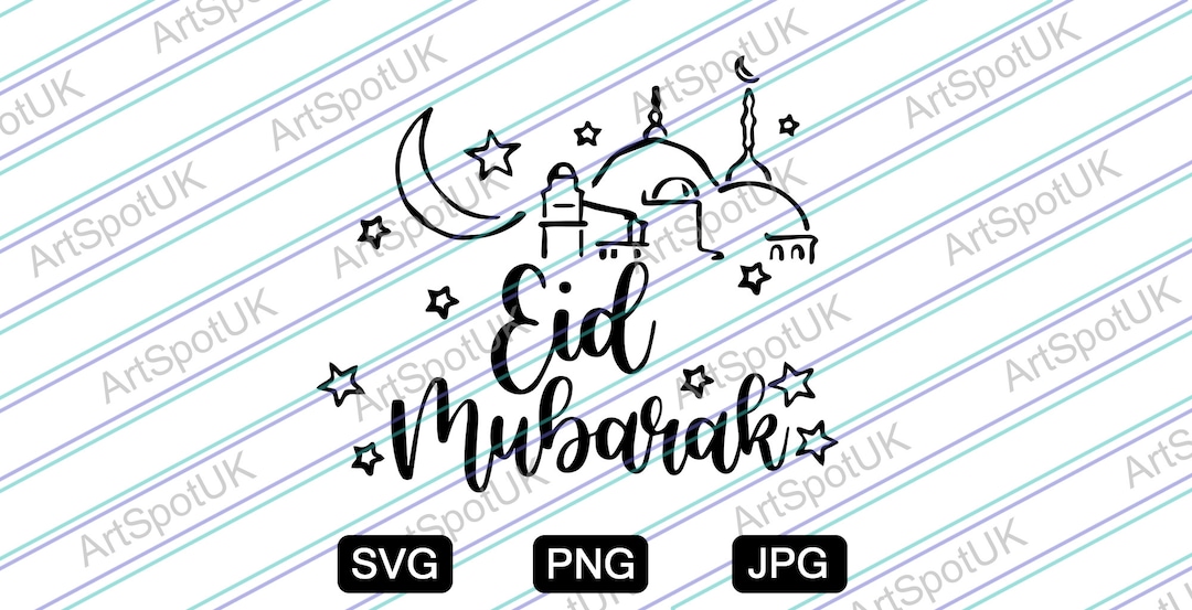 Eid Mubarak - Happy Eid Calligraphy Vector File SVG FORMAT for Cricut ...