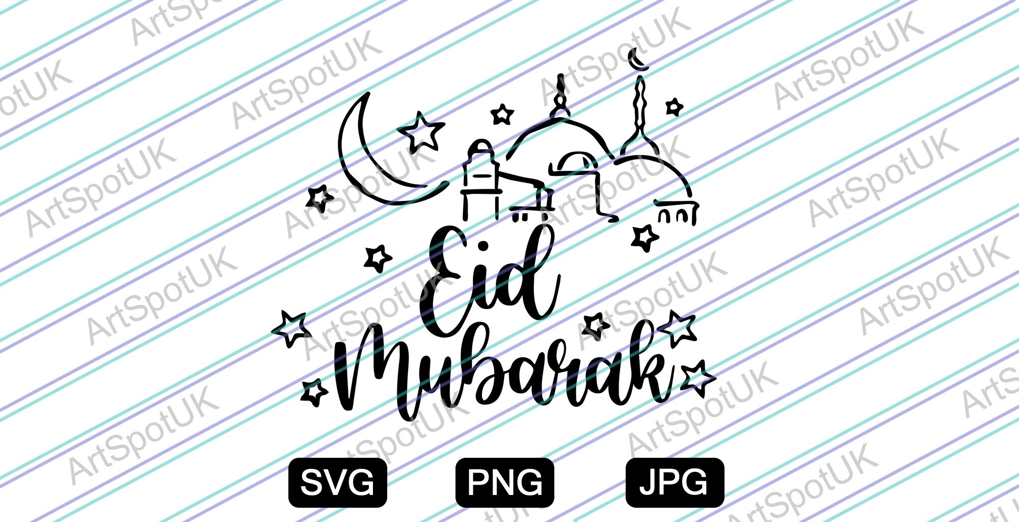 Eid Mubarak - Happy Eid Calligraphy Vector File SVG FORMAT for Cricut ...