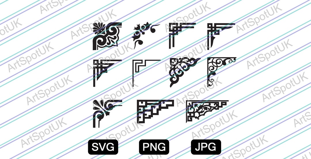 Corner Border Edges Vinyl Vector File SVG FORMAT for Cricut, Silhouette ...