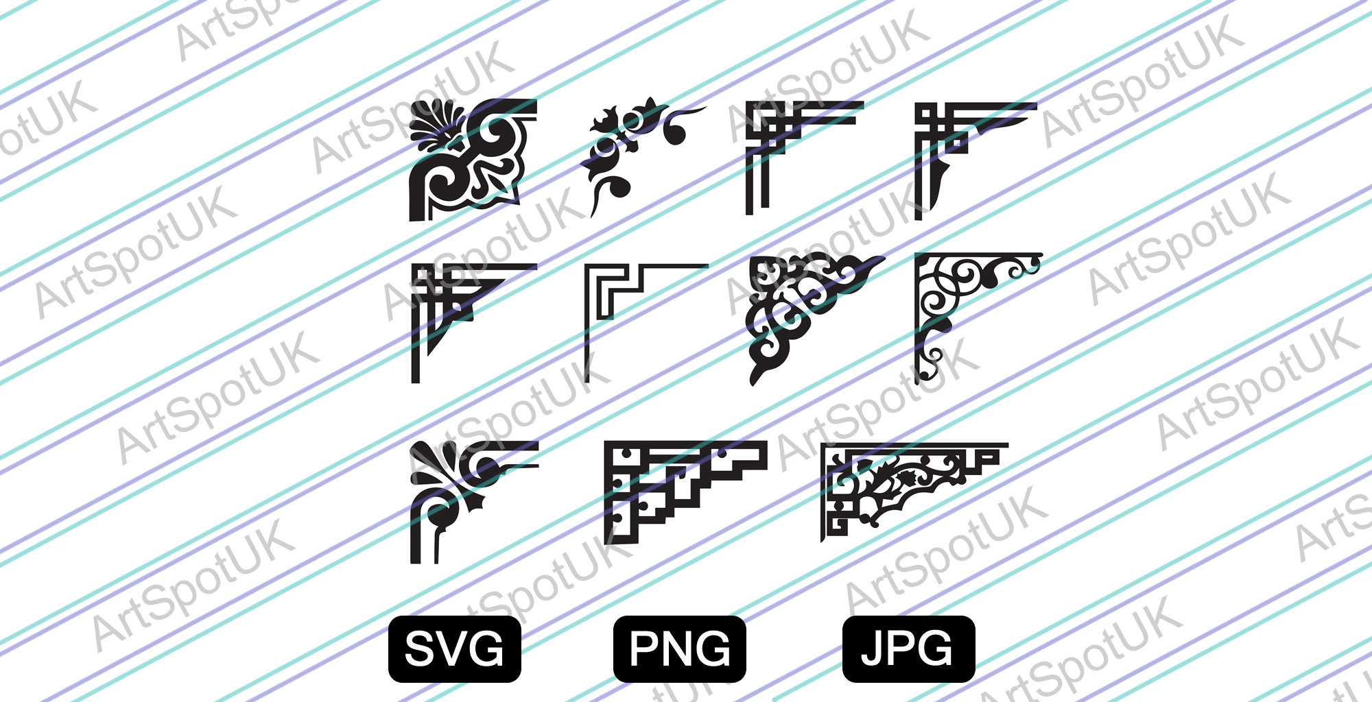 Corner Border Edges Vinyl Vector File SVG FORMAT for Cricut, Silhouette ...