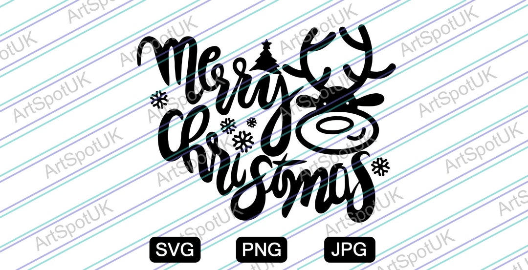 Merry Christmas Reindeer Vector File SVG FORMAT for Cricut, Silhouette ...