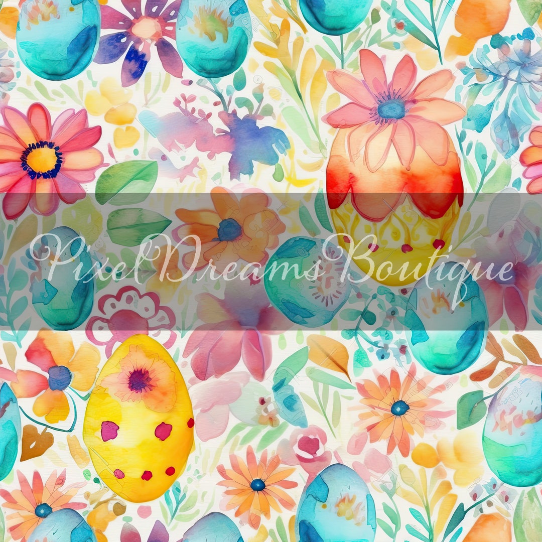 Ornate Easter Eggs With Flowers in a Watercolor Style, Seamless Tile ...