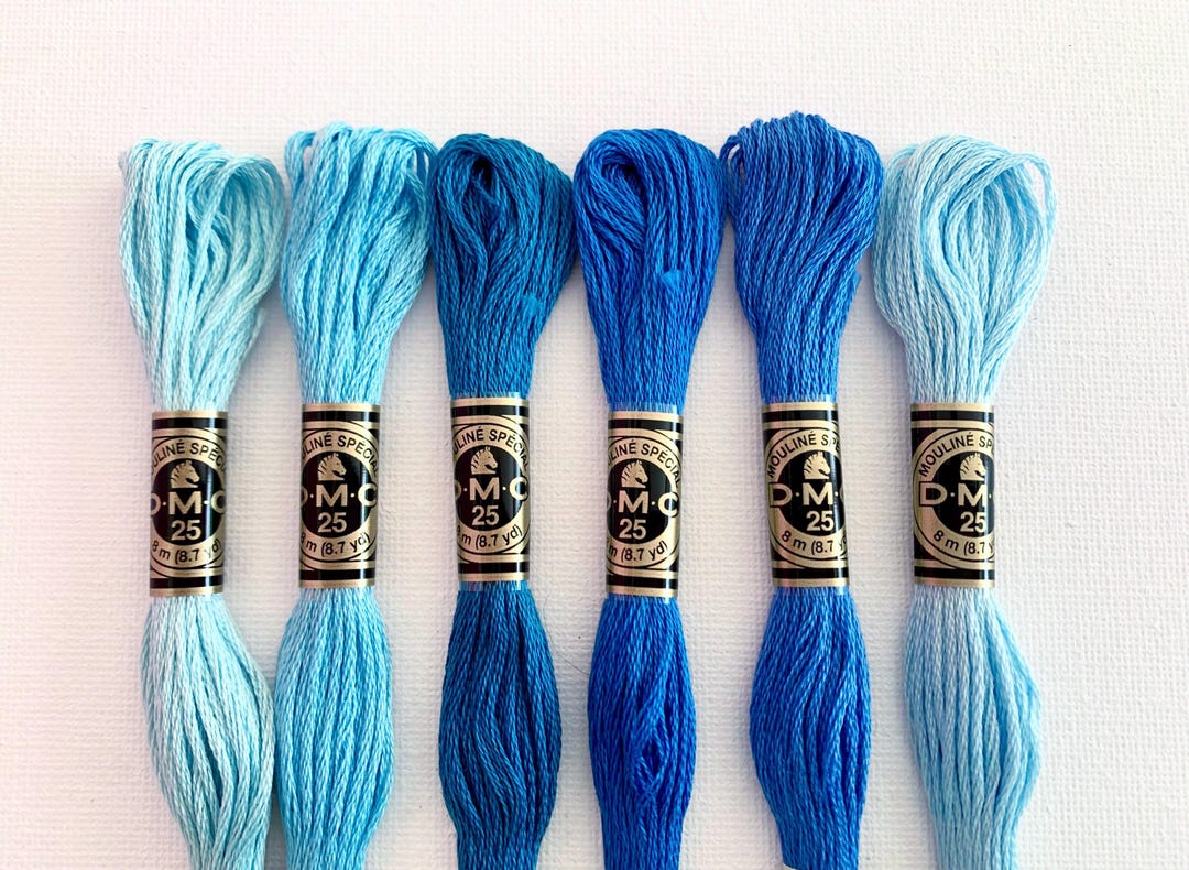 Ocean Blues DMC Thread Palette Deep Sea Blue Tones Floss Bundle Six ...