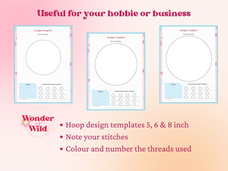Embroidery Design Template Printable PDF Embroidery Business Digital ...