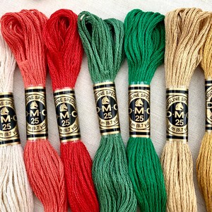 Traditional Christmas DMC Floss Palette Red, Green, Gold Thread Bundle ...
