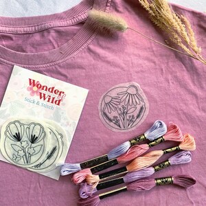 Floral Stick and Stitch Embroidery Patch for T-shirt, Hand Embroidery ...