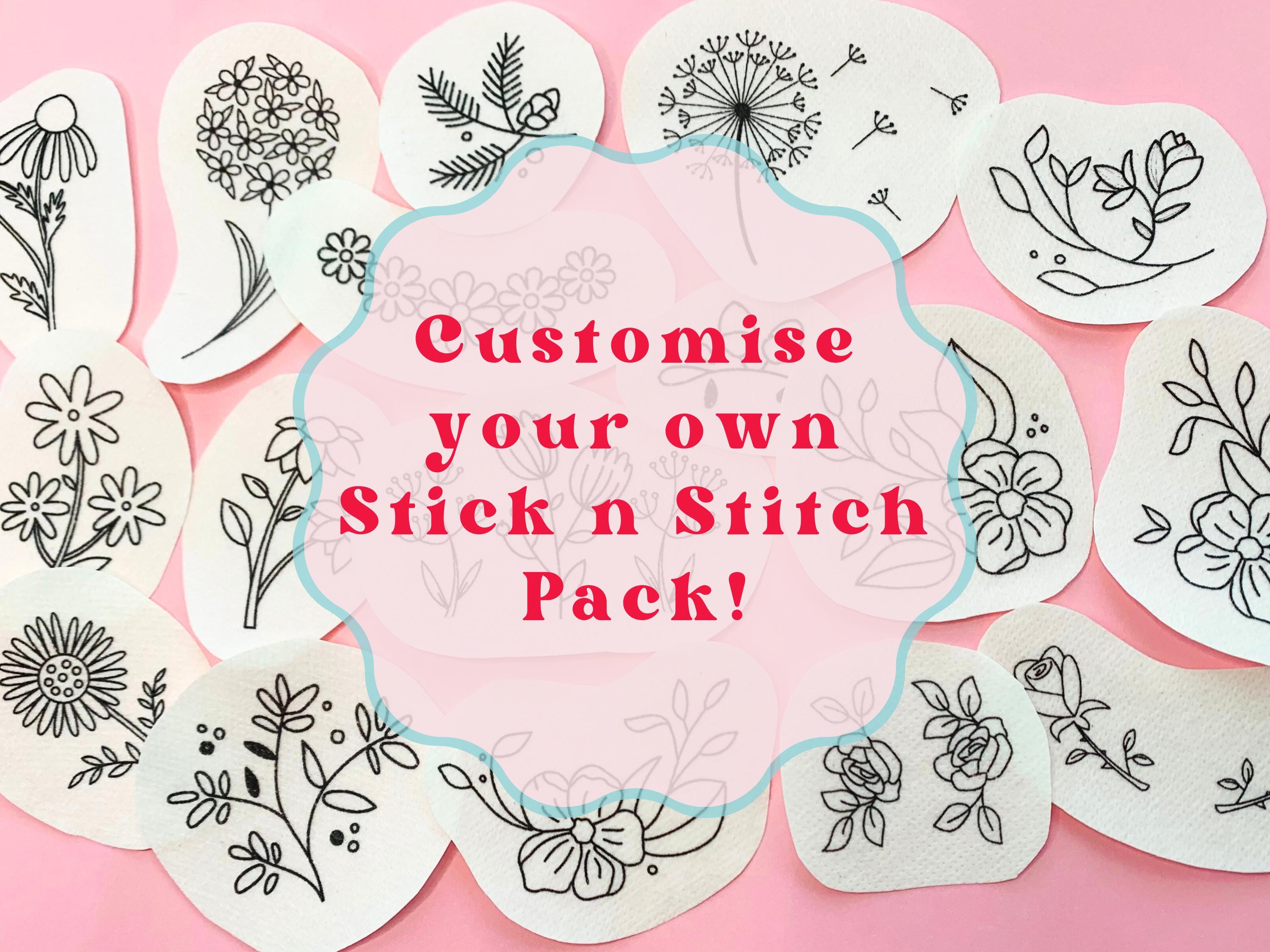 Customised Flower Stick and Stitch Embroidery Pack Choose Your Own ...