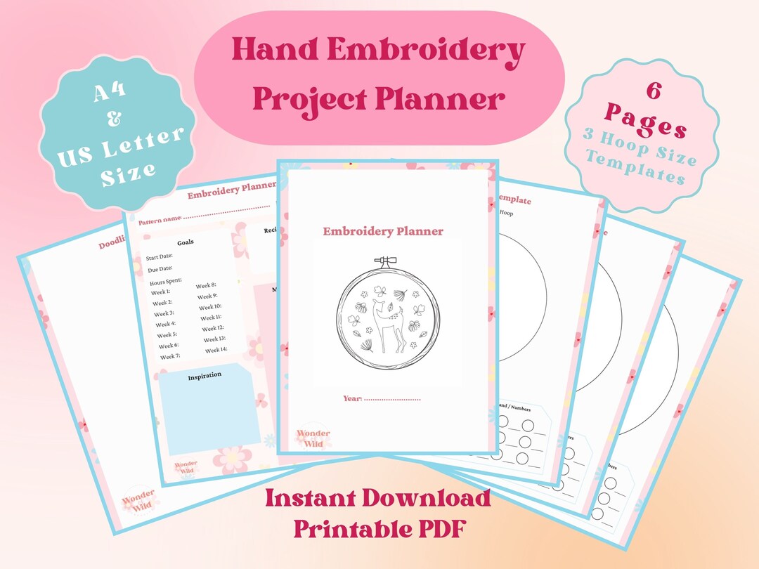 Hand Embroidery Project Planner Printable PDF Embroidery Business ...