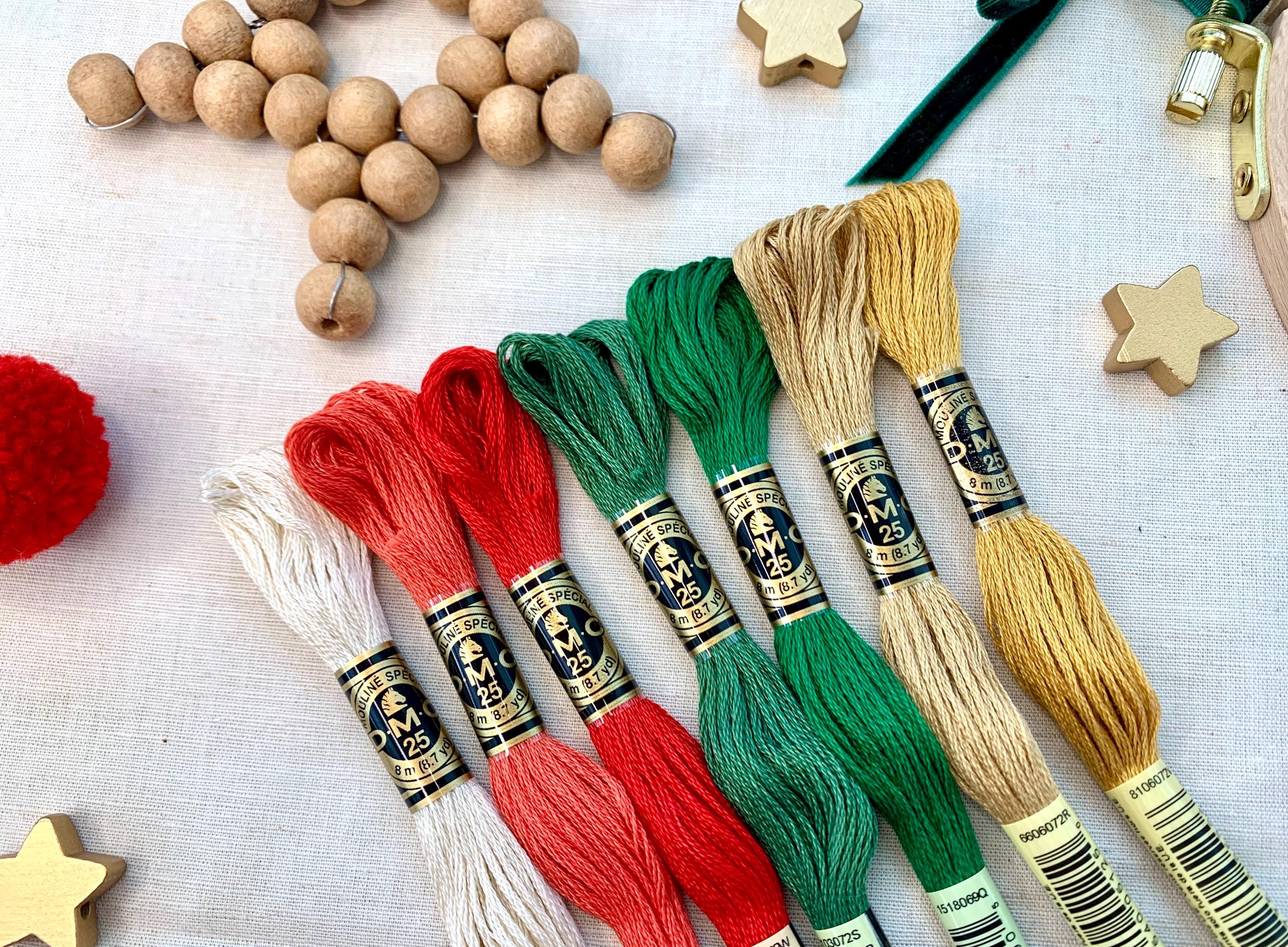 Traditional Christmas DMC Floss Palette Red, Green, Gold Thread Bundle ...