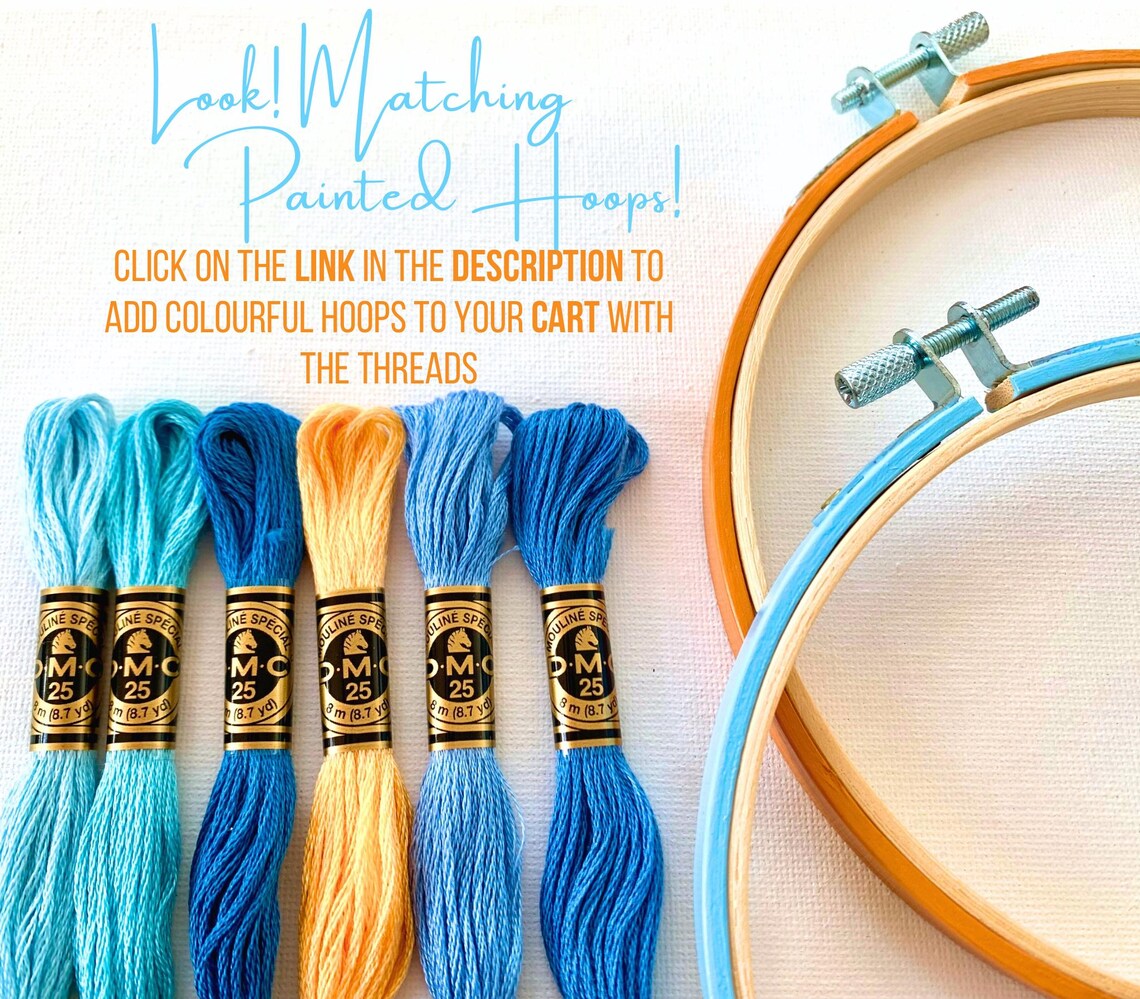 Beach DMC Thread Palette Baby Blue, Gold, Ocean Blue Floss Bundle Six ...