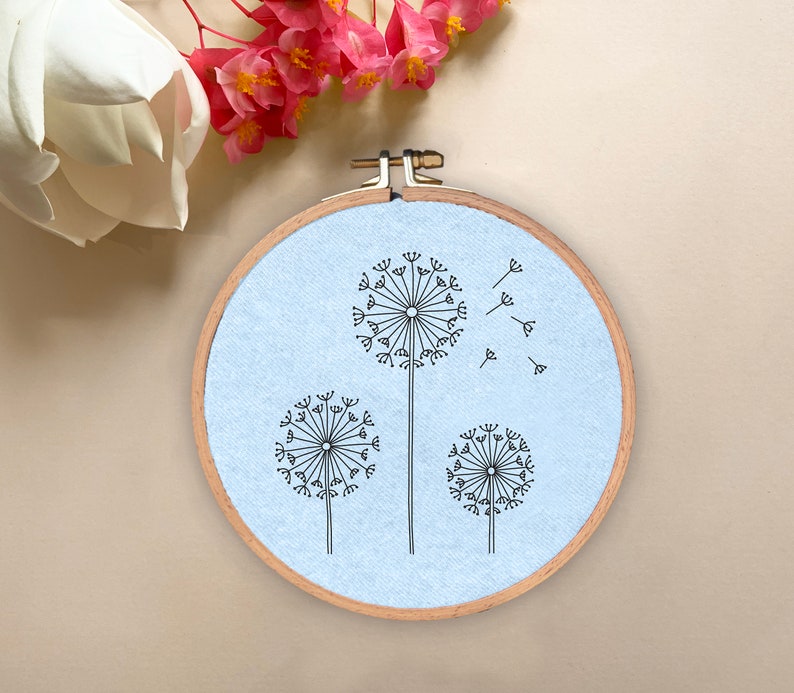 Dandelion Hand Embroidery Pattern for Beginner Printable Hand - Etsy