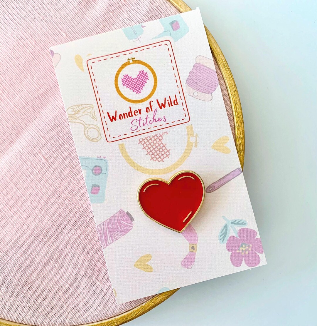 Red Heart Needle Minder, Love Heart Shaped Enamel Needle Keeper, Cute ...