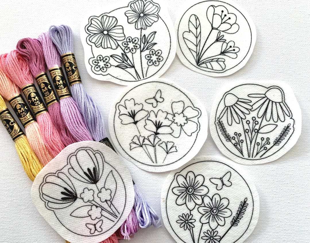 Floral Stick and Stitch Embroidery Patch for T-shirt, Hand Embroidery ...
