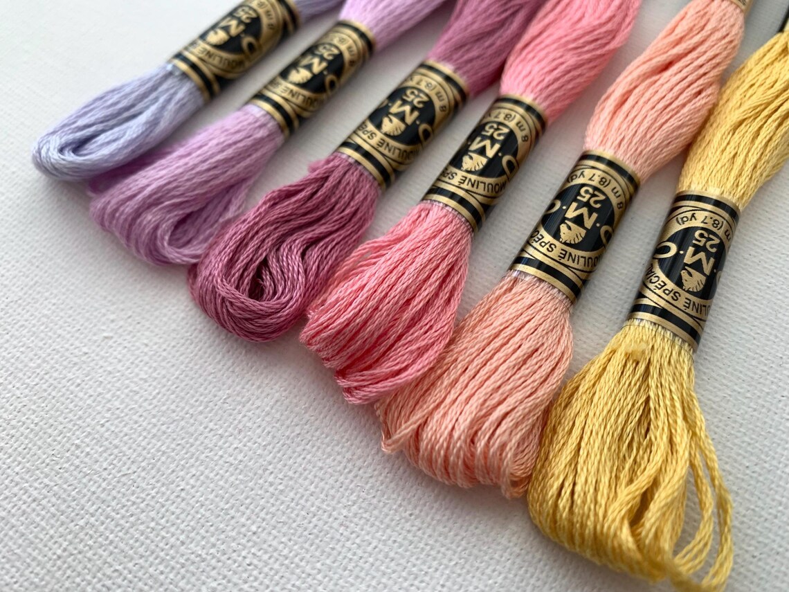 Boho Brights DMC Floss Palette Pink, Mustard, Lilac Thread Bundle Six ...