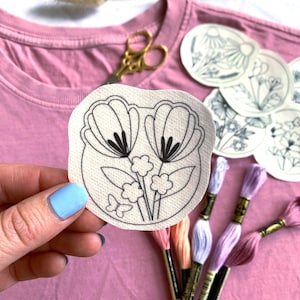 Floral Stick and Stitch Embroidery Patch for T-shirt, Hand Embroidery ...