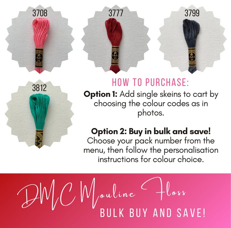 DMC Six Strand Embroidery Floss Single Skeins Range of Colours DMC ...