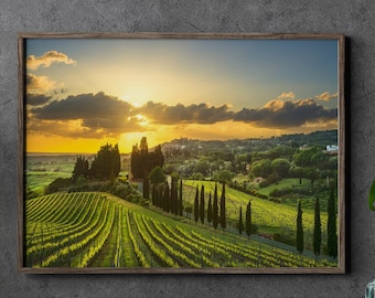Italian Vineyard Painting Print of Tuscany Italy Cypress - Etsy