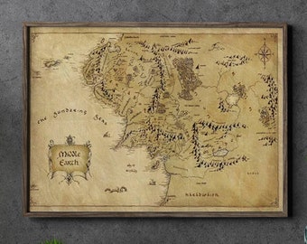 Framed Map Middle Earth - Etsy