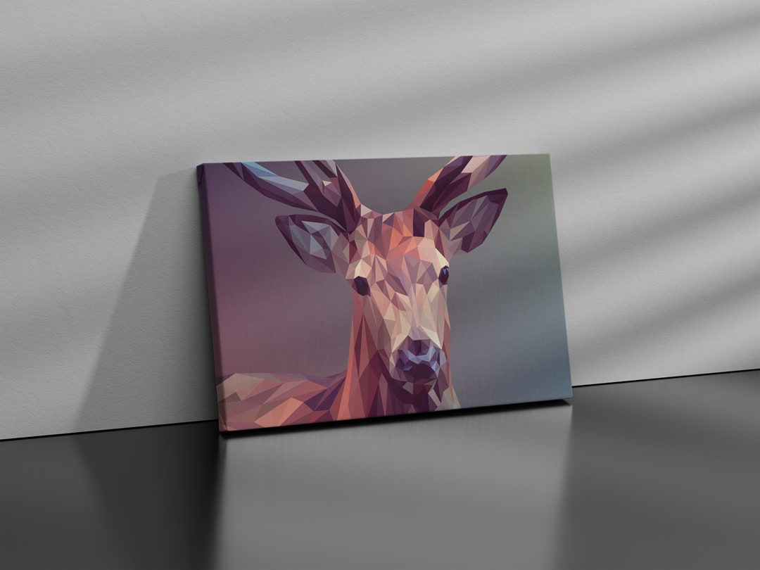 Low Poly Deer Wall Art Geometric Deer Poly Animal Glitter - Etsy