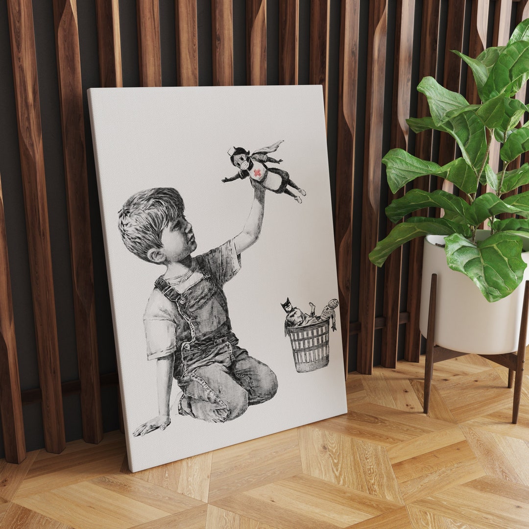 Banksy Game Changer Superhero Nurse,banksy Wall Art Canvas,banksy Nurse ...