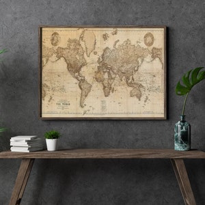 Canvas Beautiful World Map Vintage Atlas 1898 Mercator - Etsy