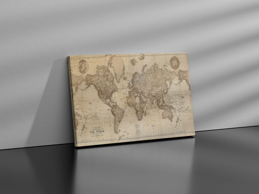 Canvas Beautiful World Map Vintage Atlas 1898 Mercator - Etsy