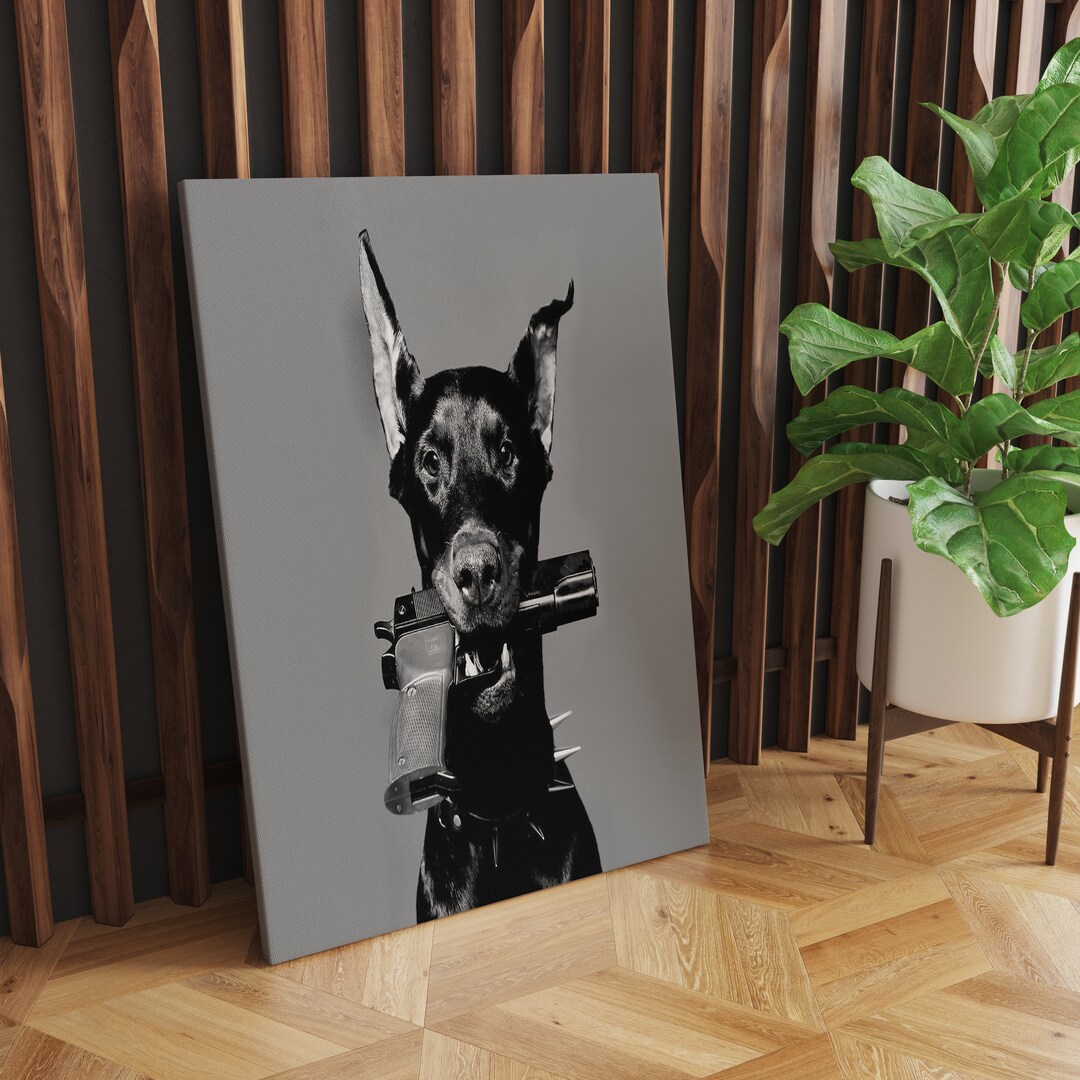 Doberman Gun Poster, Luxury Fashion Poster, Printable Designer Wall Art ...