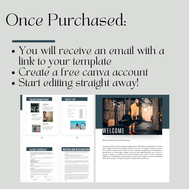 Personal Training Welcome Pack Client Consultation Pack Welcome Kit ...