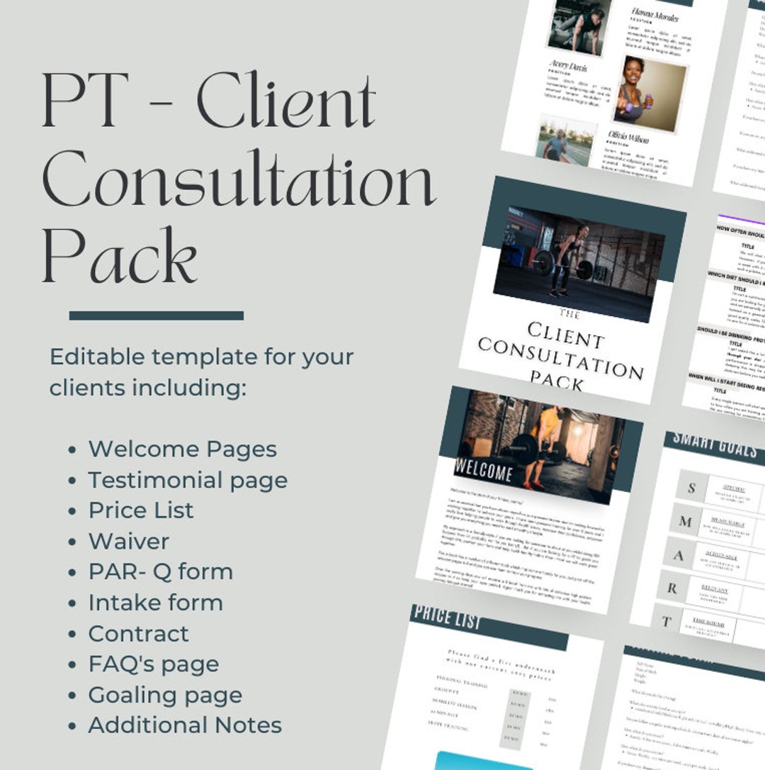 Personal Training Welcome Pack Client Consultation Pack Welcome Kit ...