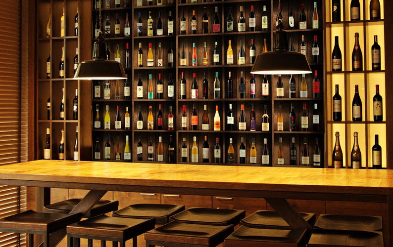 Wine Bottle Wallpaper: Vintage Home Bar Decor #113 - Etsy