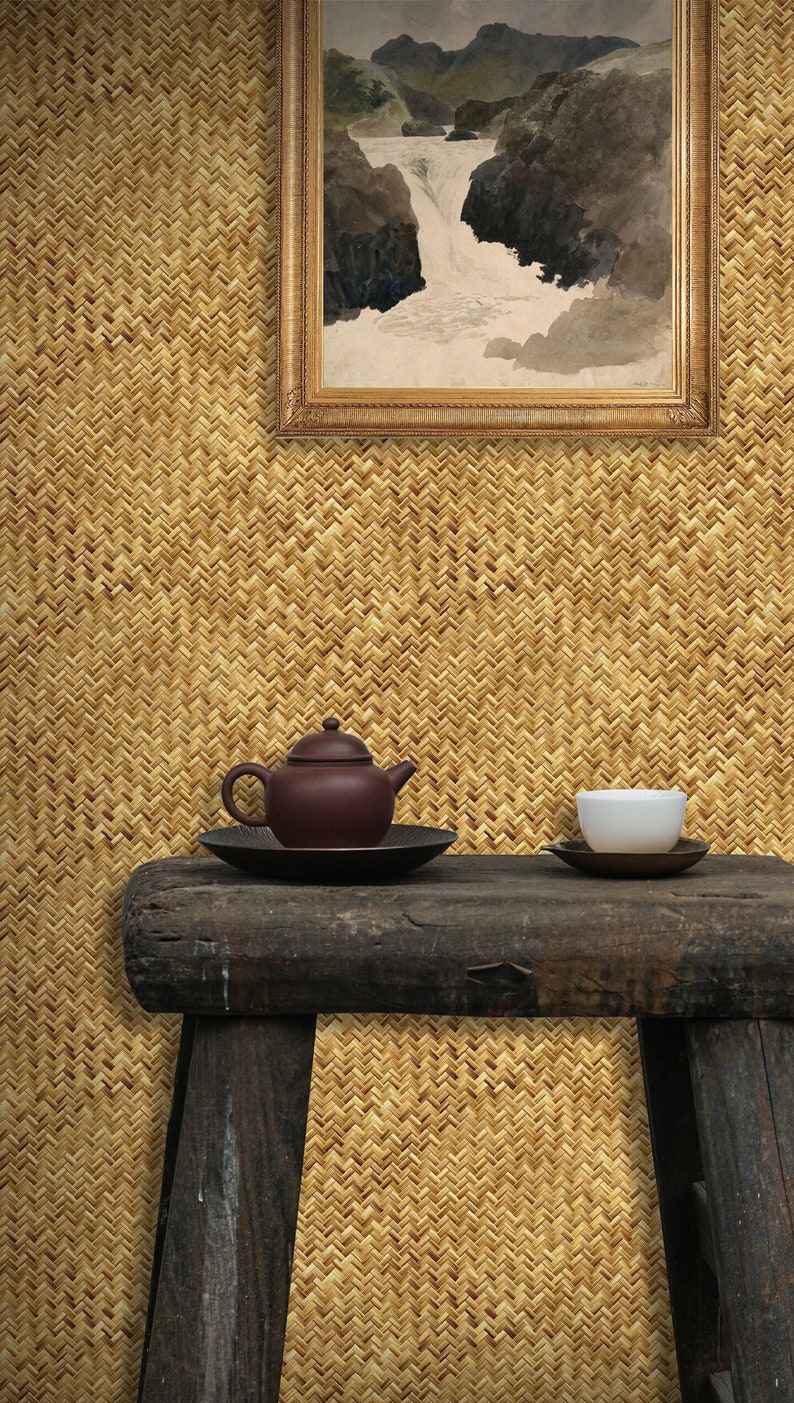 Rattan Wallpaper: Rustic Wicker Texture Boho Style #45 - Etsy Australia