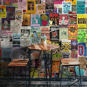 Vintage Concert Poster Collage Wallpaper: Retro Music Room Decor #100 ...