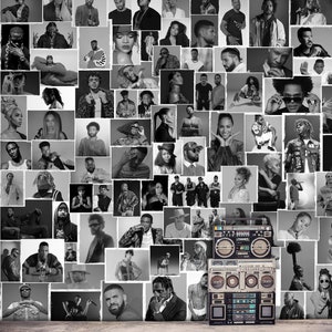 Hip-hop & R&B Legends Collage Wallpaper: Black and White Music Decor - Etsy
