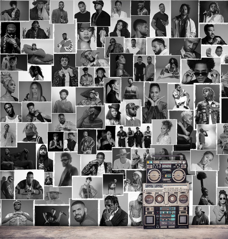 Papier peint collage rap et légendes RnB - artistes hip-hop et R&B ...