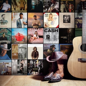 Country Music Album Covers Wallpaper: Vinyl Record Collage Wall Decor ...