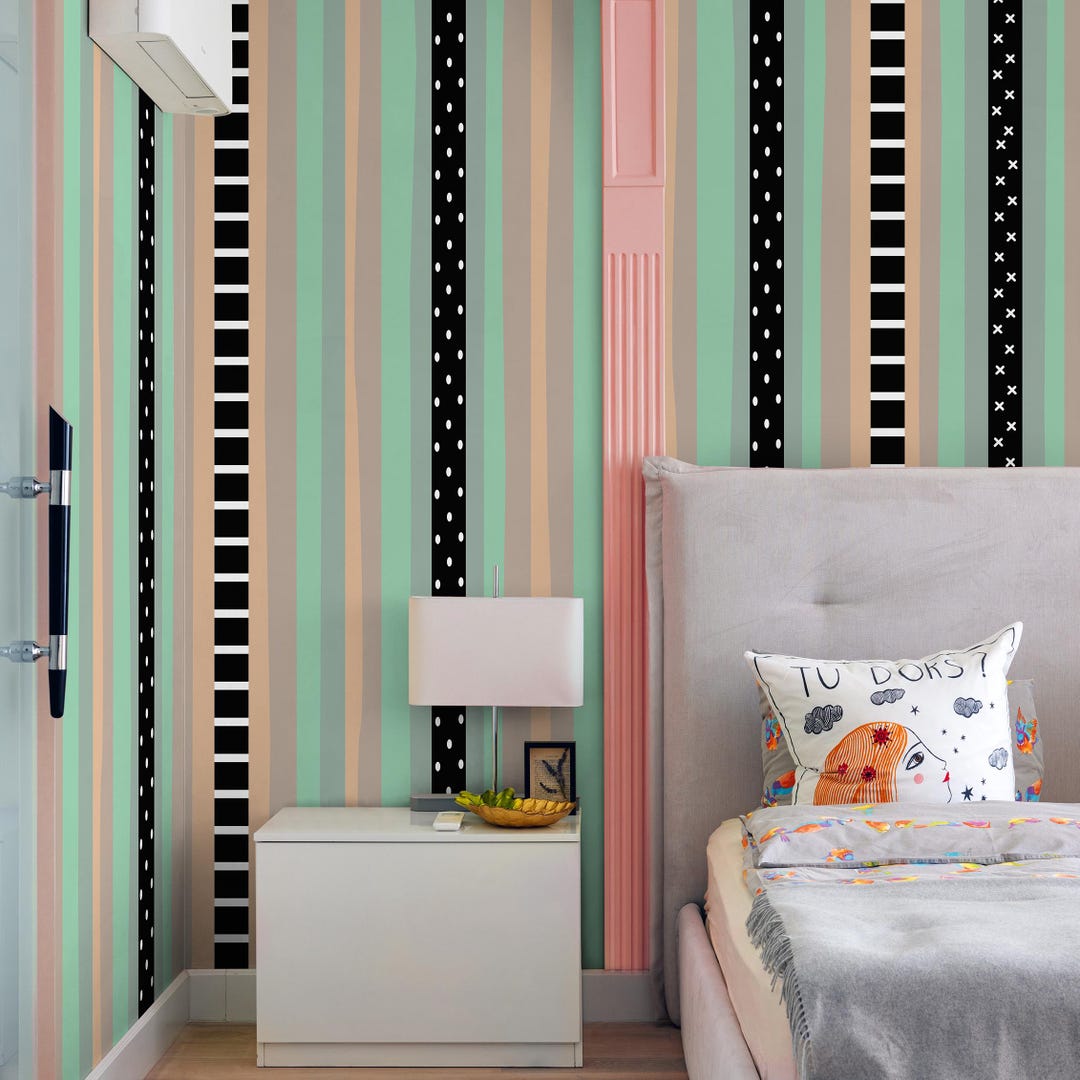 Soft Pastel Stripe Wallpaper With Subtle Geometric Patterns, Shapes ...