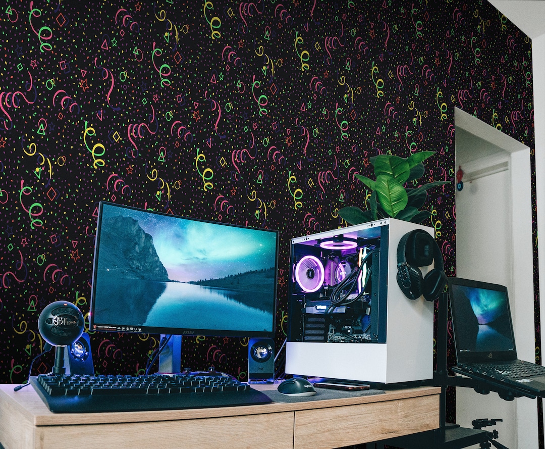 90s Confetti Wallpaper – Retro Gaming & Home Cinema #22 - Etsy