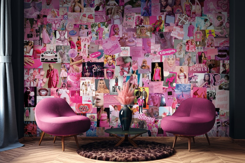 Pink Mood Board Wallpaper Pink Aesthetic Collage Trendy Room - Etsy UK