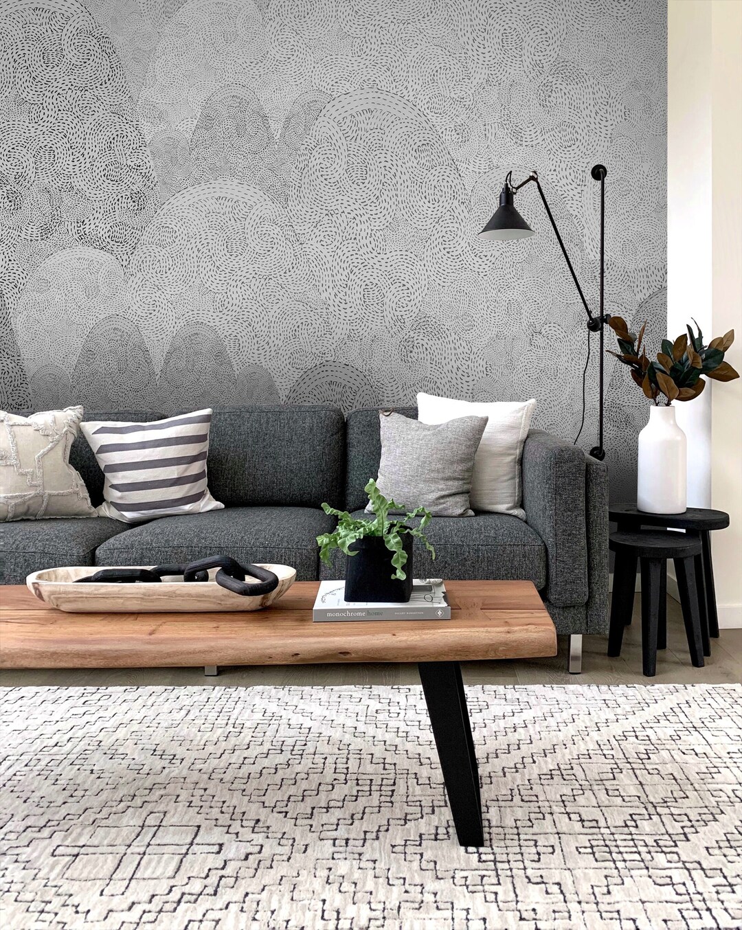 Modern Abstract Shape Wallpaper Light Gray Contemporary Art - Etsy
