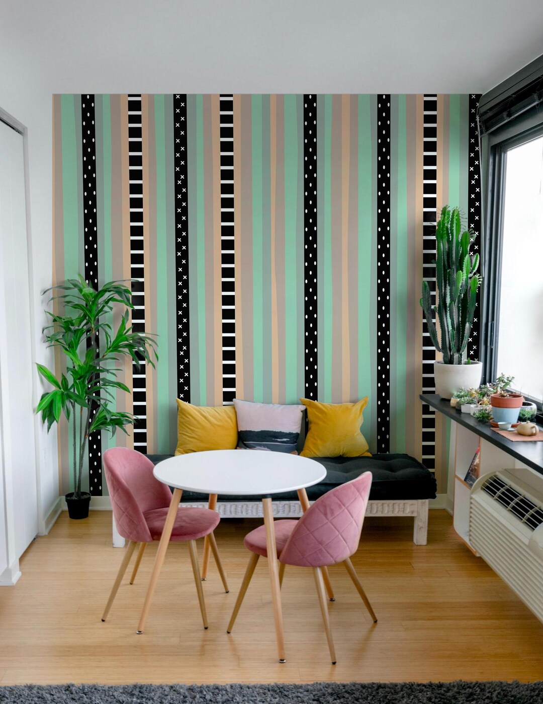 Soft Pastel Stripe Wallpaper With Subtle Geometric Patterns, Shapes ...