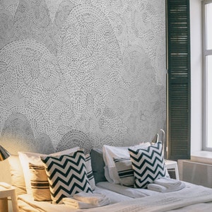Modern Abstract Shape Wallpaper, Light Gray Contemporary Art Wallpaper ...