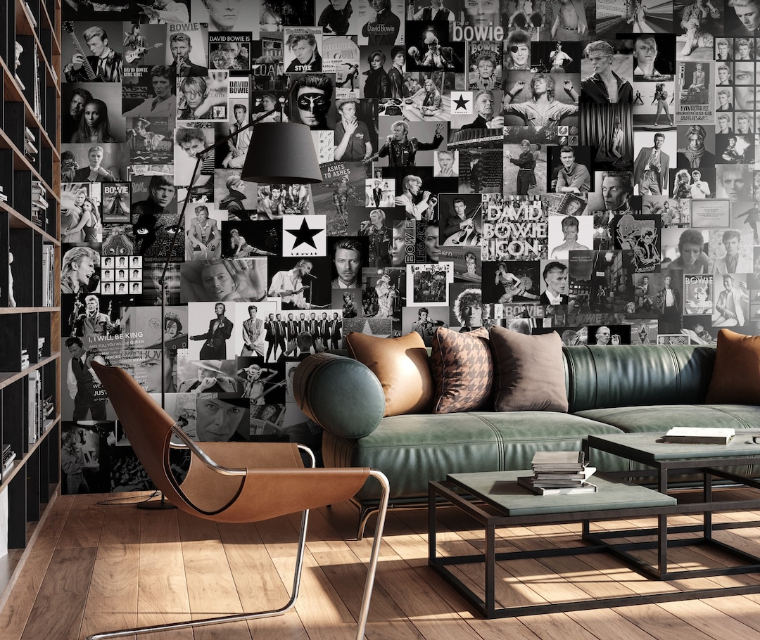 David Bowie Tribute Wallpaper, Iconic Rock Collage, Black and White ...