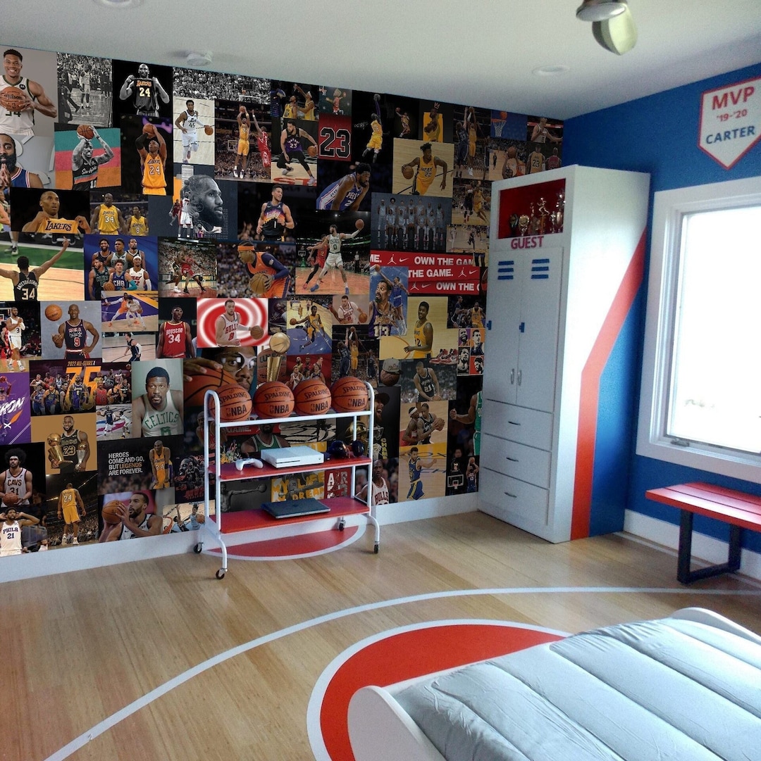 Basketball Stars Collage Wallpaper – Sports Wall Mural #11 - Etsy