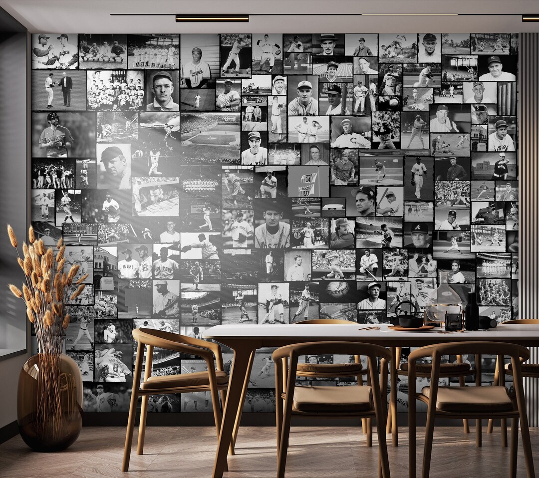 Baseball Legends Wallpaper Black and White Sport Aesthetic - Etsy