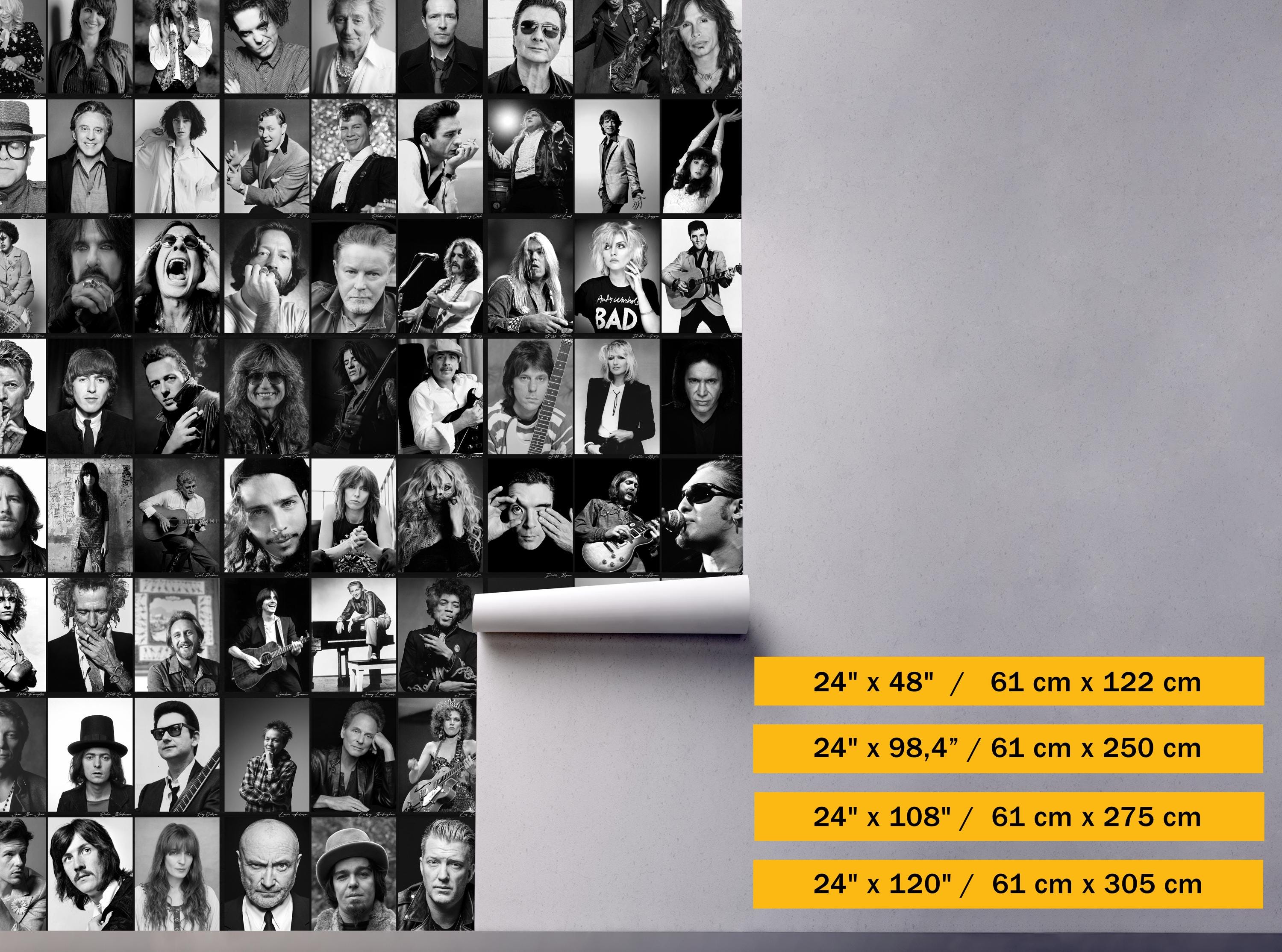 Rock and Roll Legends Wallpaper: Black and White Music Icon Collage ...