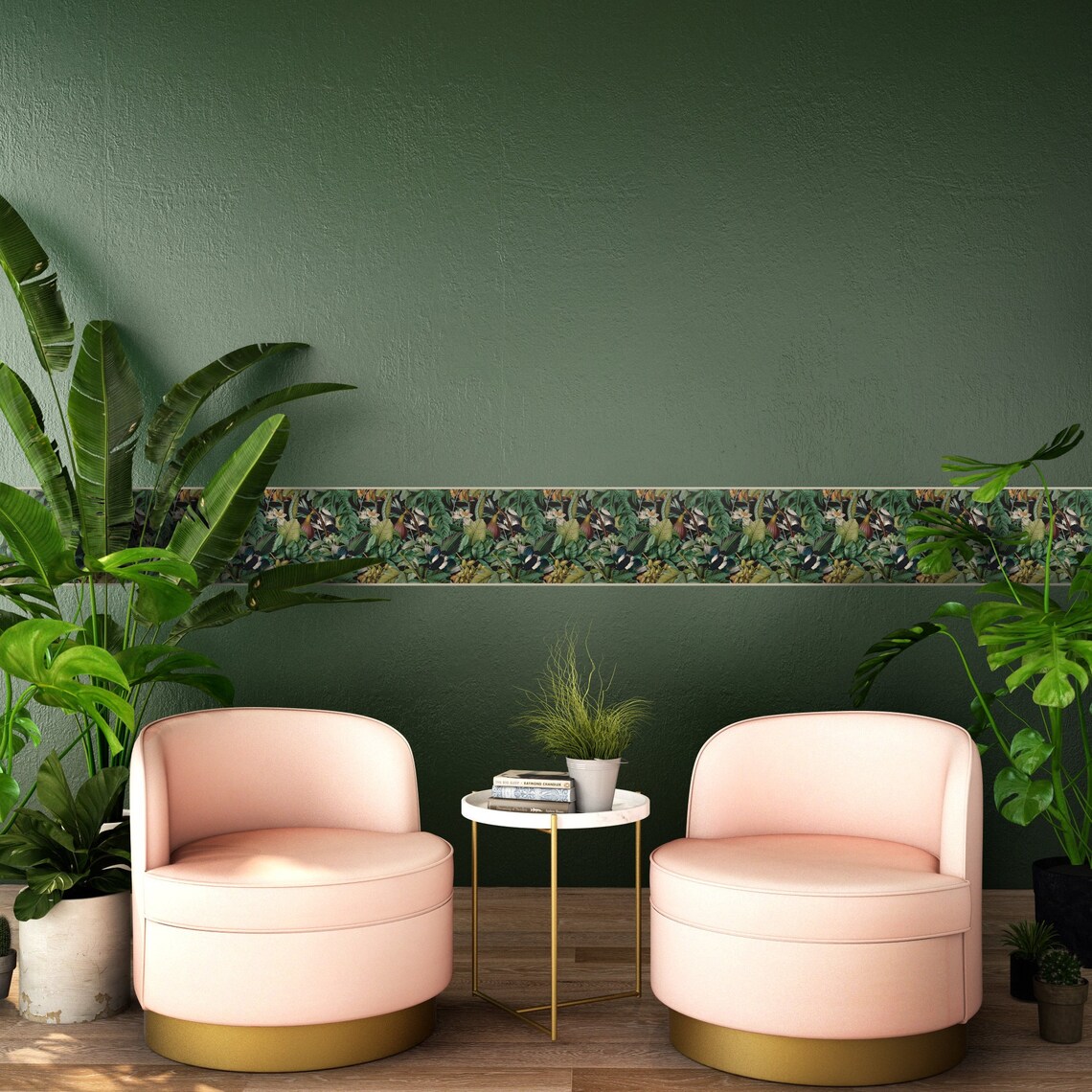 Tropical Jungle Wallpaper Border Modern Botanical Garden Wall - Etsy