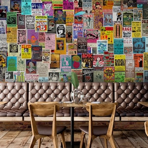 Vintage Concert Poster Collage Wallpaper: Retro Music Room Decor #100 ...