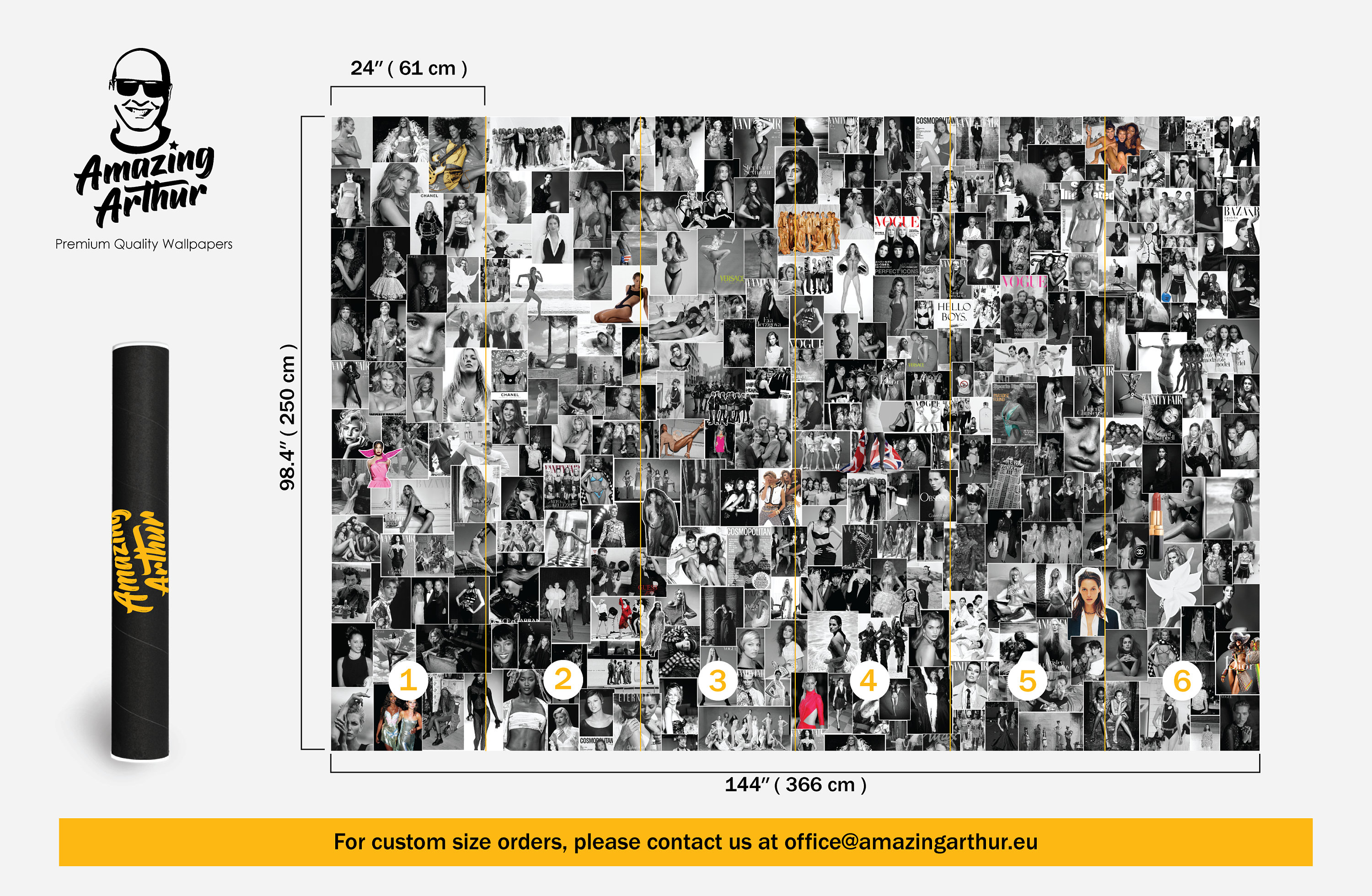 90s Supermodel Collage Wallpaper: Black & White With Color Accents #99 ...