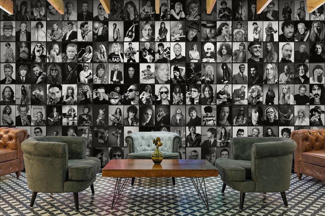 Rock and Roll Legends Wallpaper: Black and White Music Icon Collage ...