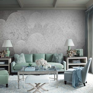 Modern Abstract Shape Wallpaper, Light Gray Contemporary Art Wallpaper ...